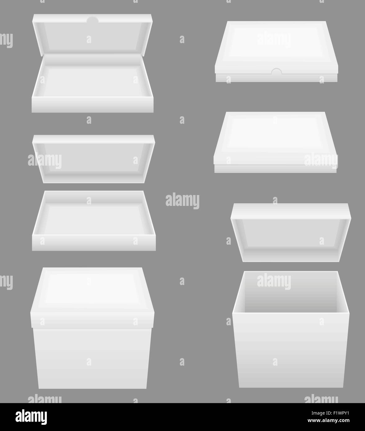 set icons white packing box vector illustration isolated on gray ...
