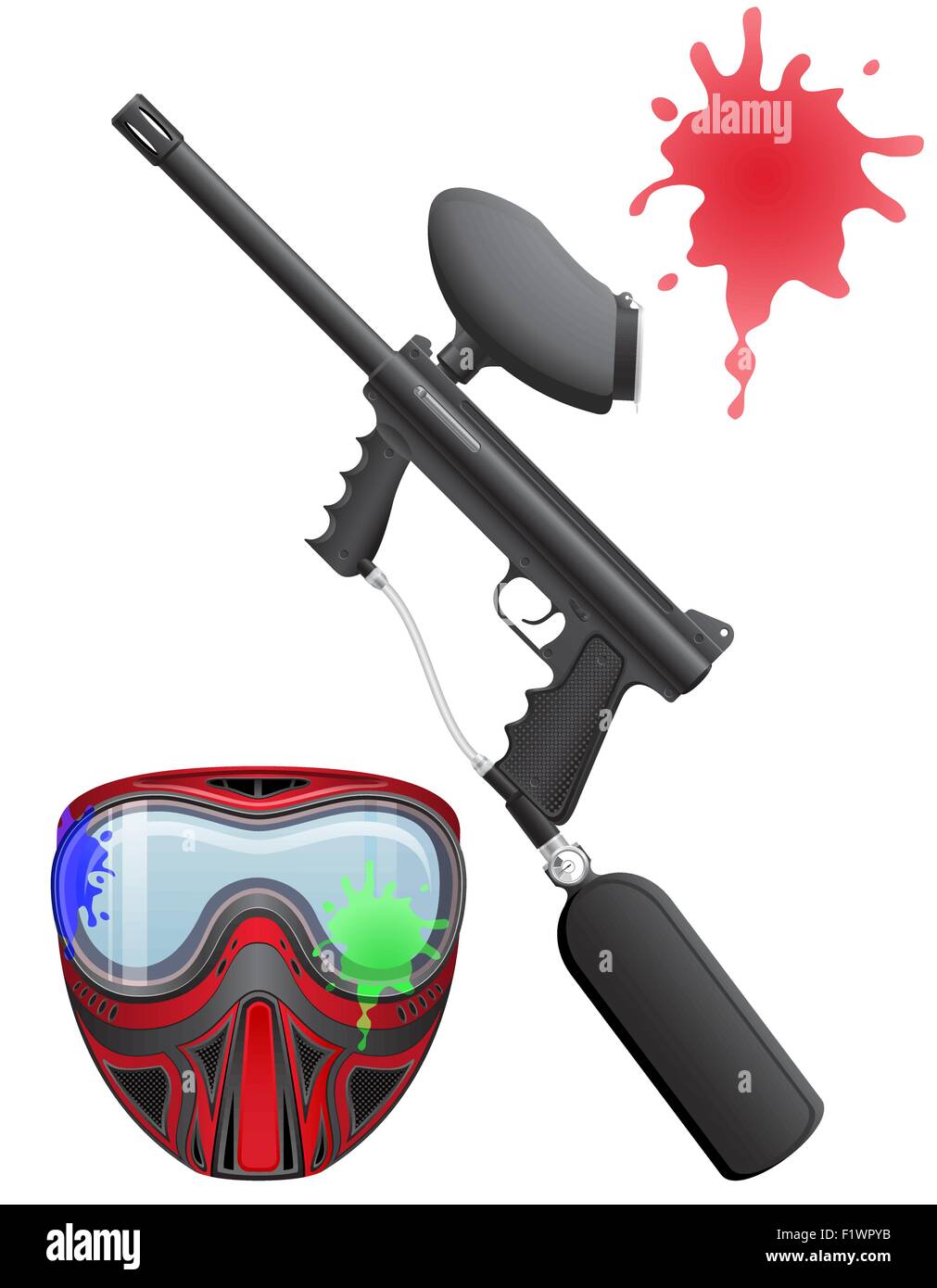 paintball set vector illustration isolated on white background Stock ...