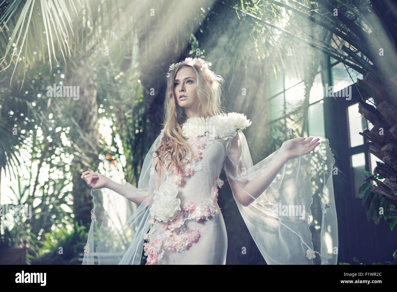 Portrait of the pale nymph in the forest Stock Photo - Alamy