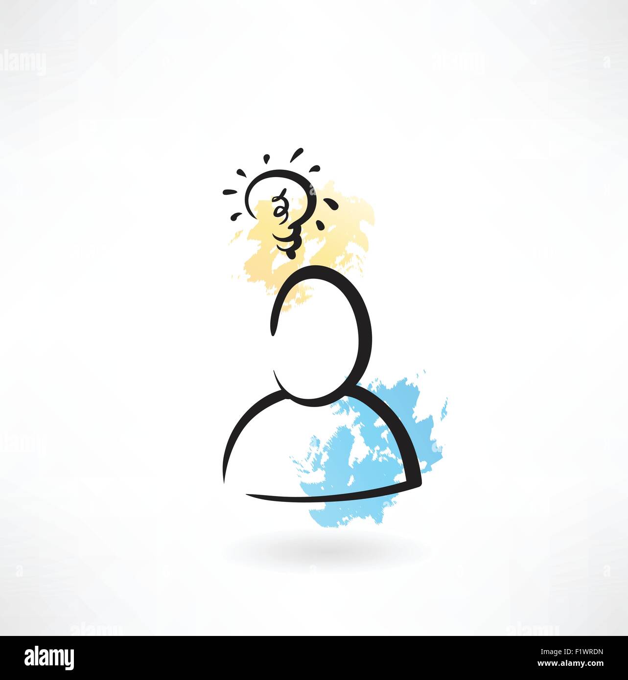 man with light bulb grunge icon Stock Vector Image & Art - Alamy