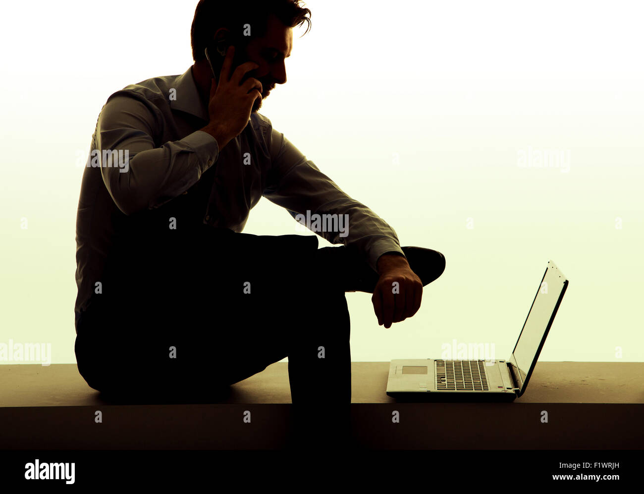 Portrait of the young tired programmer Stock Photo - Alamy