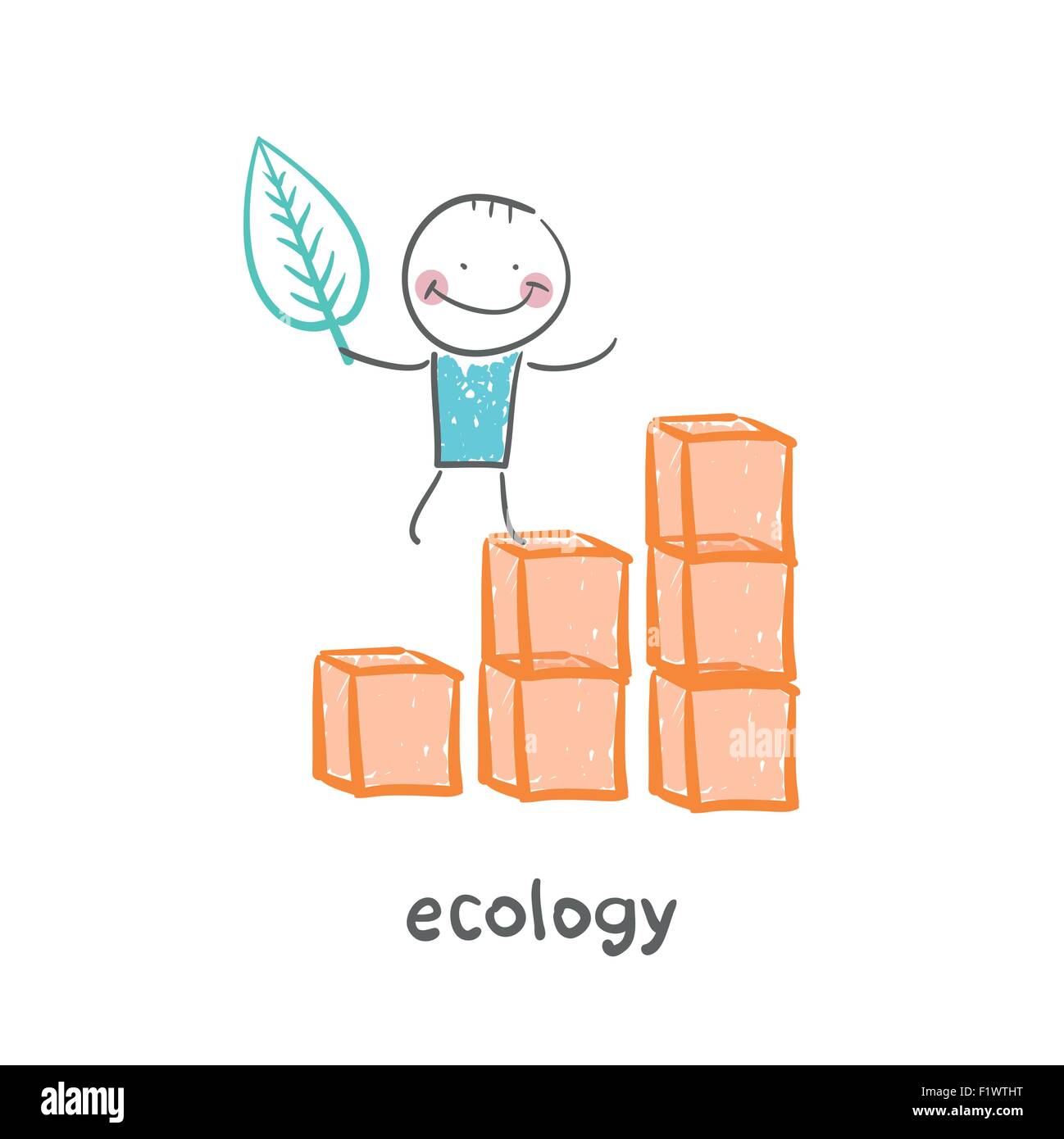 ecology. Fun cartoon style illustration. The situation of life Stock ...