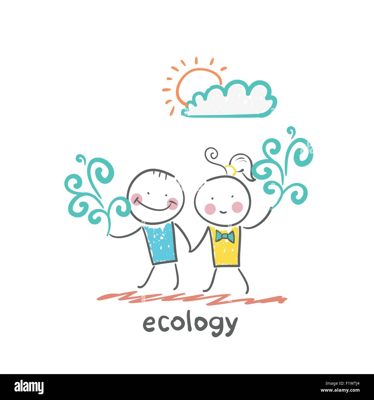 ecology. Fun cartoon style illustration. The situation of life Stock ...