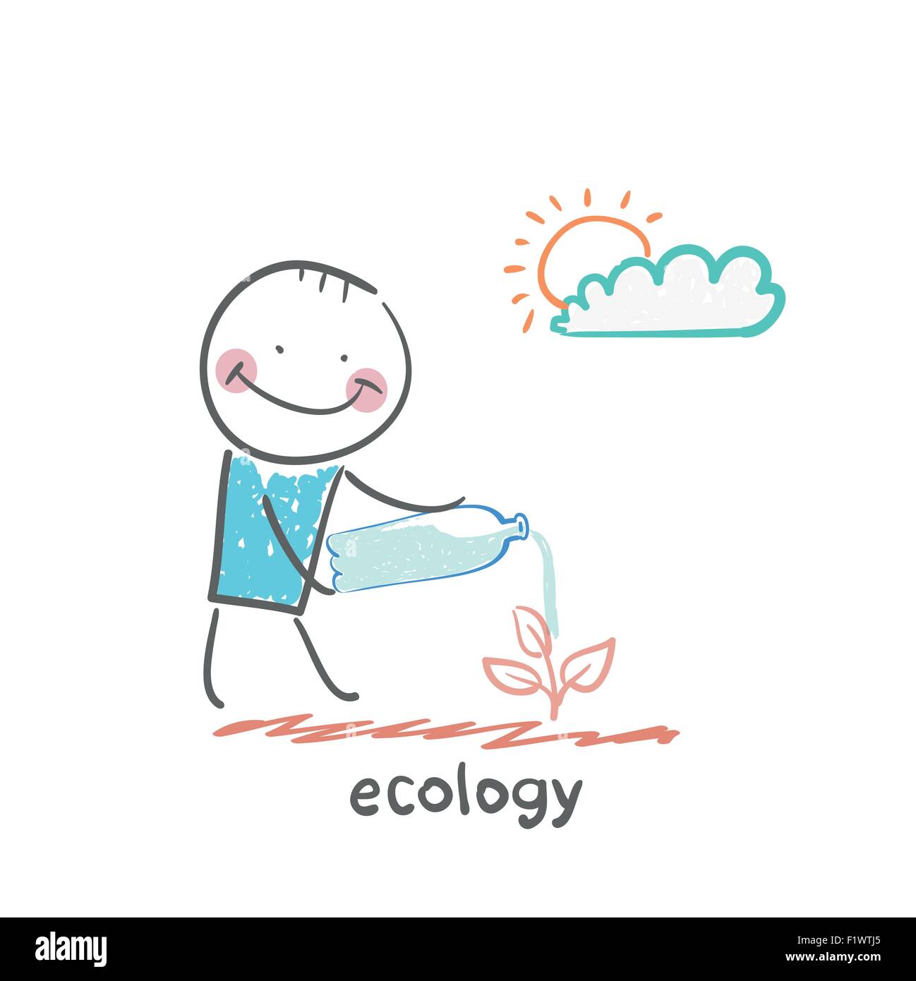 ecology. Fun cartoon style illustration. The situation of life Stock ...