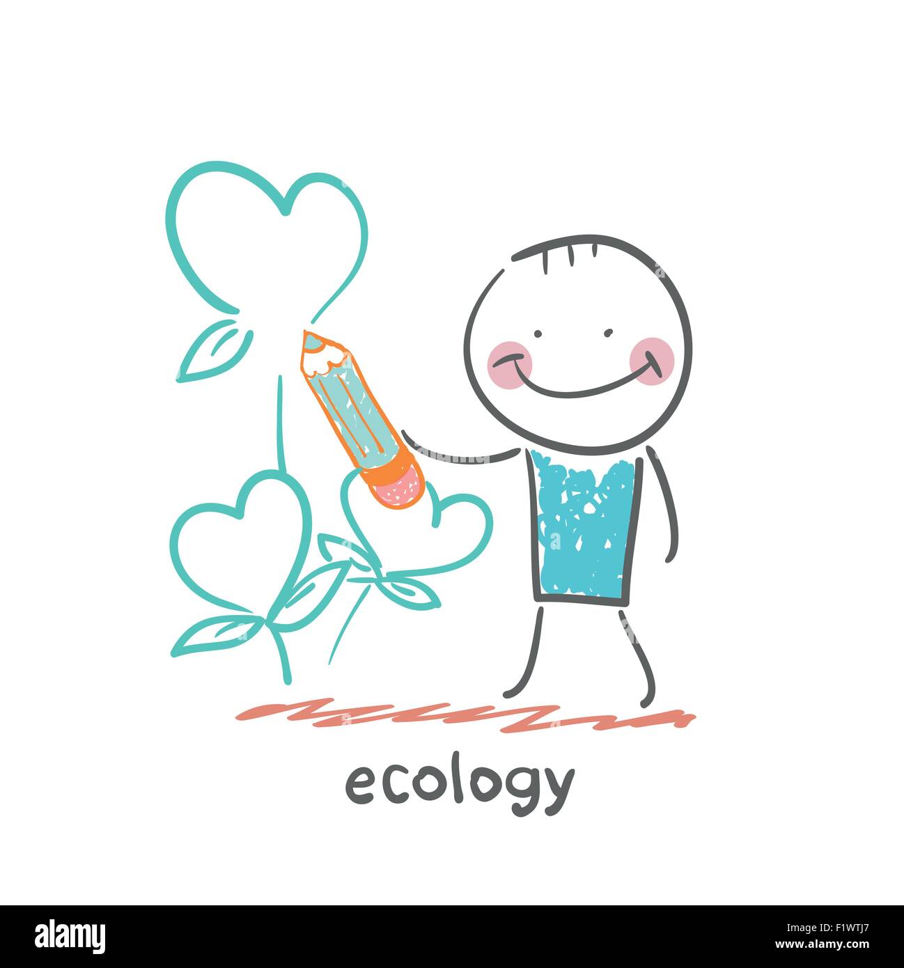 ecology. Fun cartoon style illustration. The situation of life Stock ...