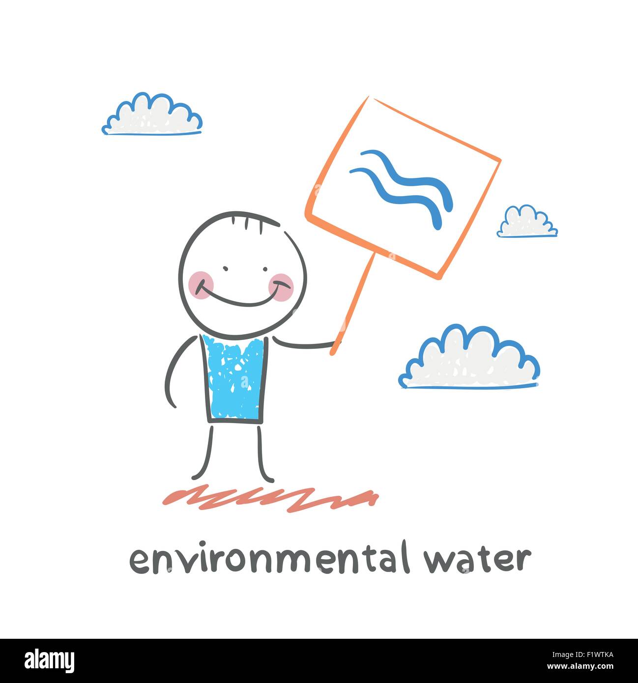 environmental water. Fun cartoon style illustration. The situation of ...