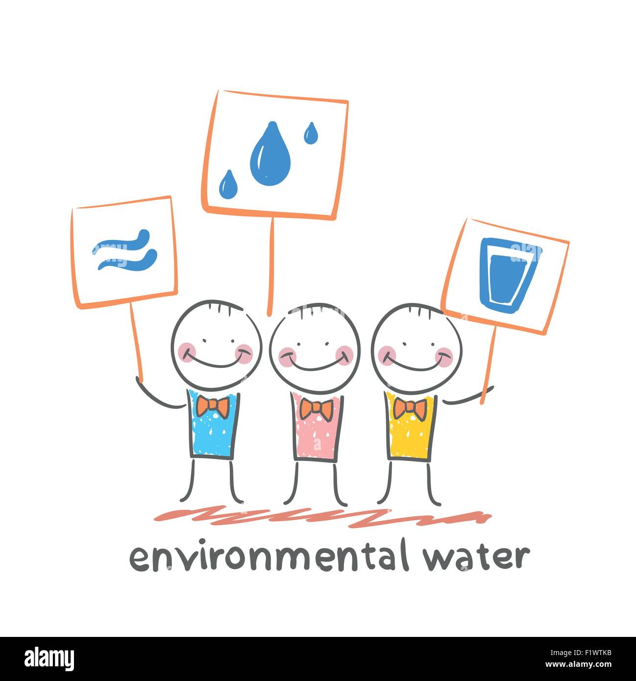 environmental water. Fun cartoon style illustration. The situation of ...