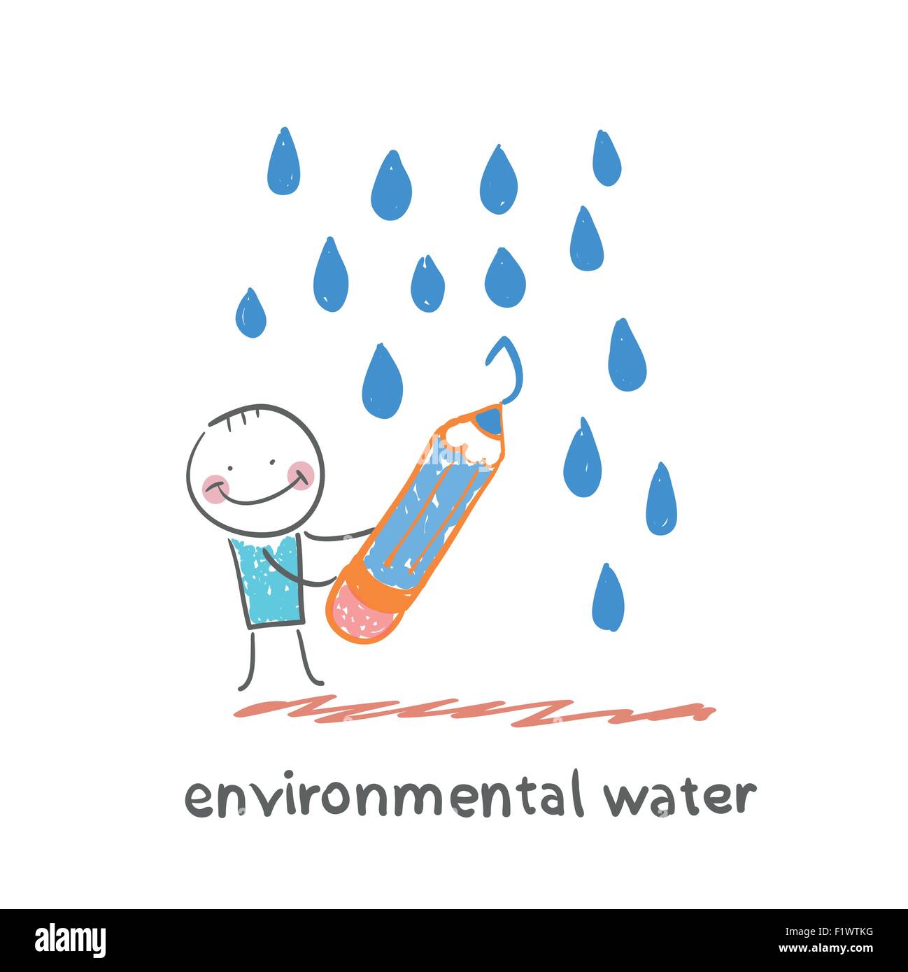 environmental water. Fun cartoon style illustration. The situation of ...