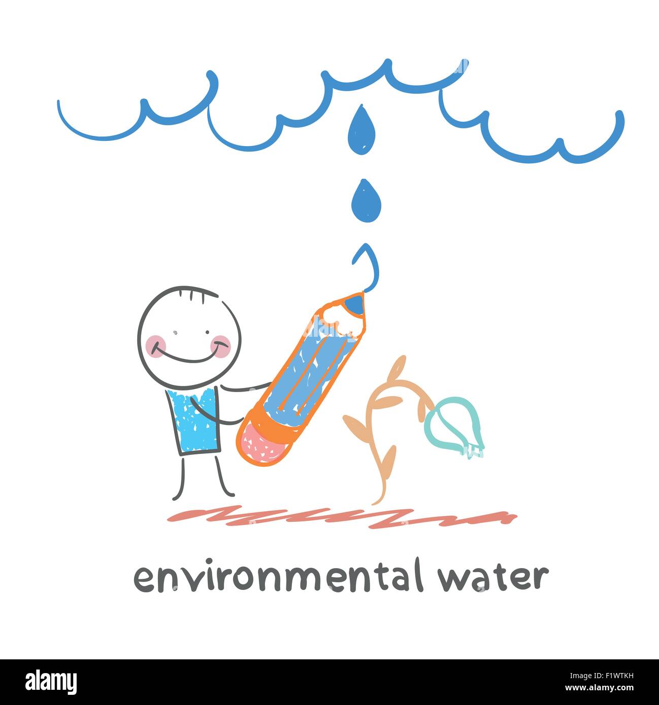 environmental water. Fun cartoon style illustration. The situation of ...
