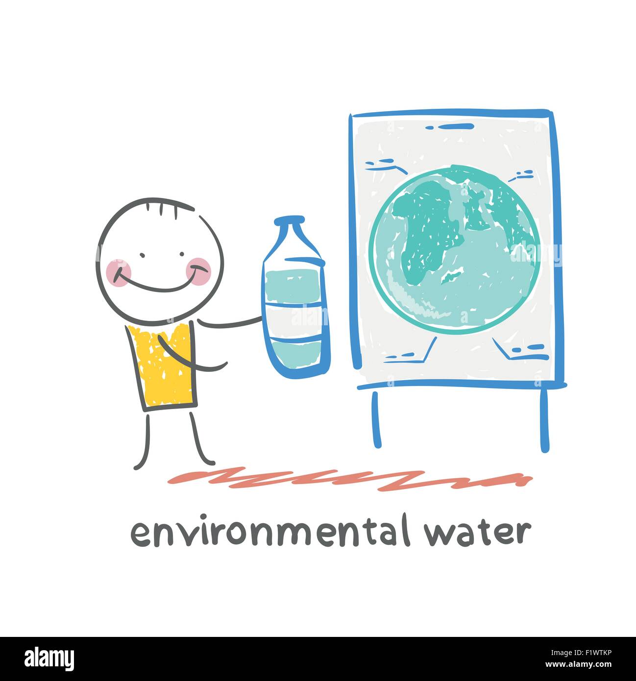 environmental water. Fun cartoon style illustration. The situation of ...