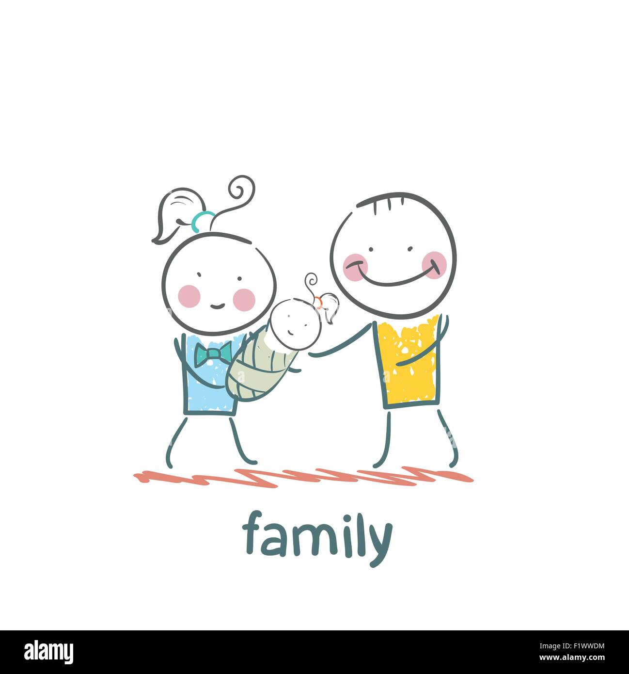 family. Fun cartoon style illustration. The situation of life Stock ...