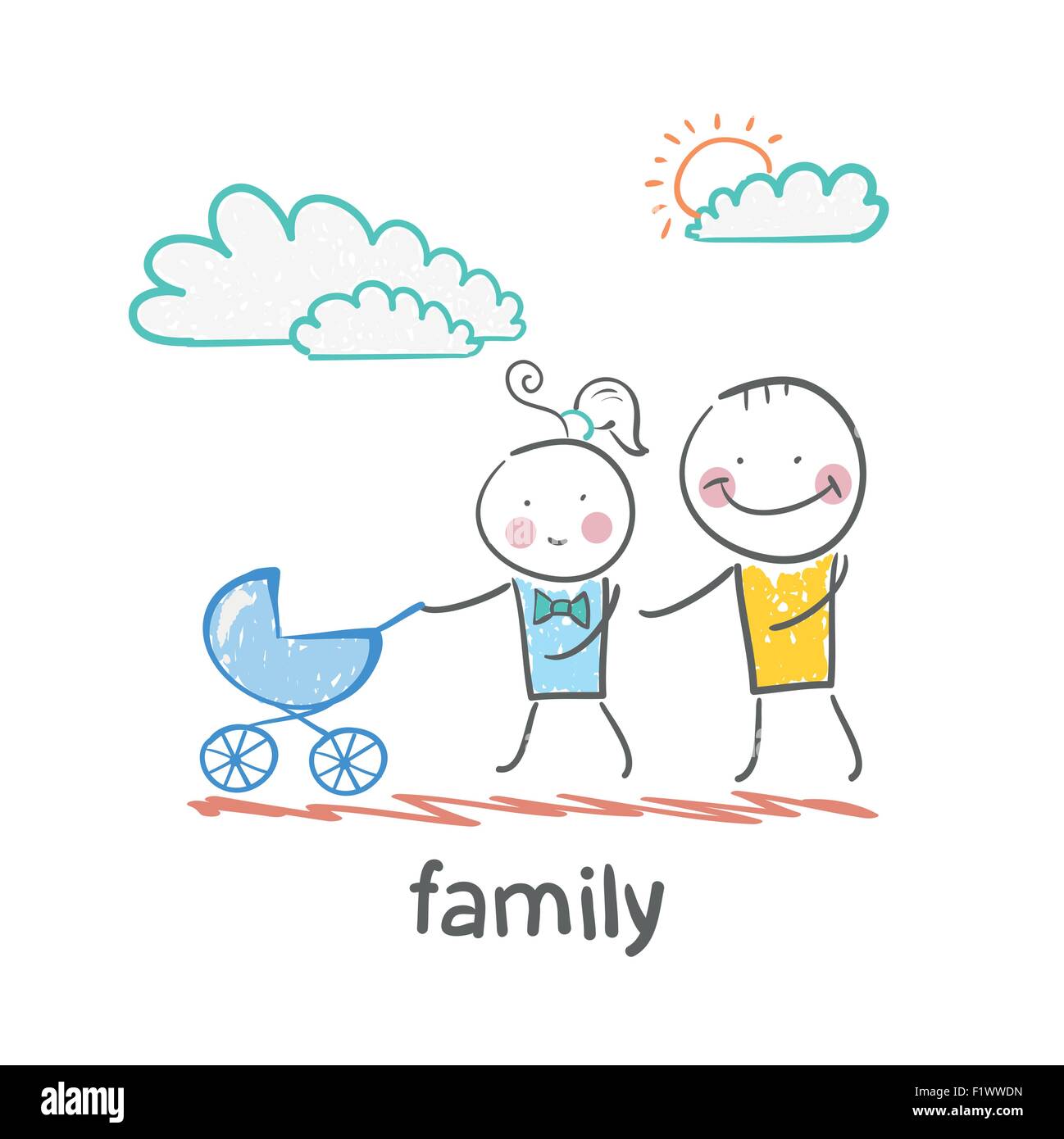 family. Fun cartoon style illustration. The situation of life Stock ...