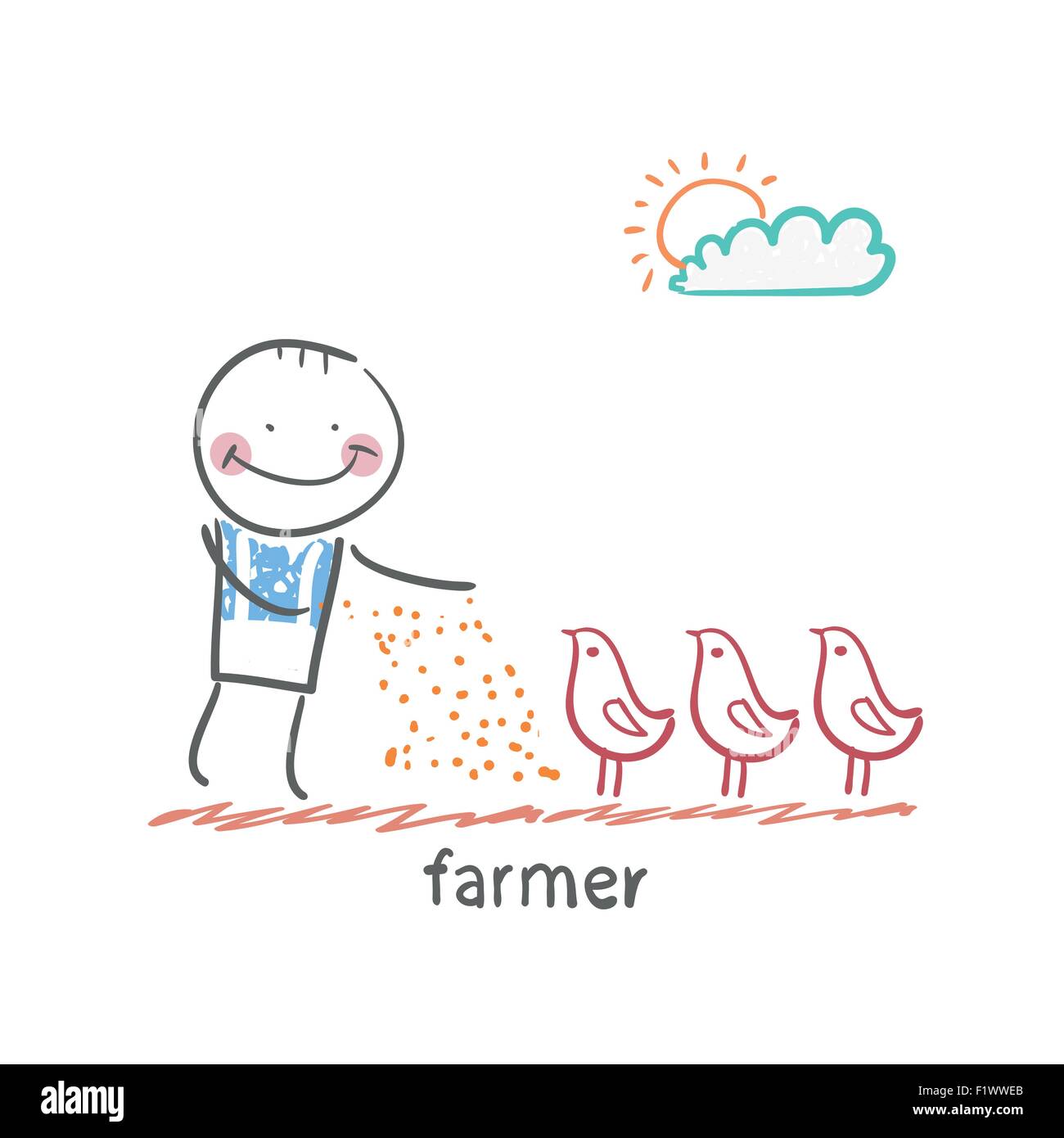 farmer. Fun cartoon style illustration. The situation of life Stock ...