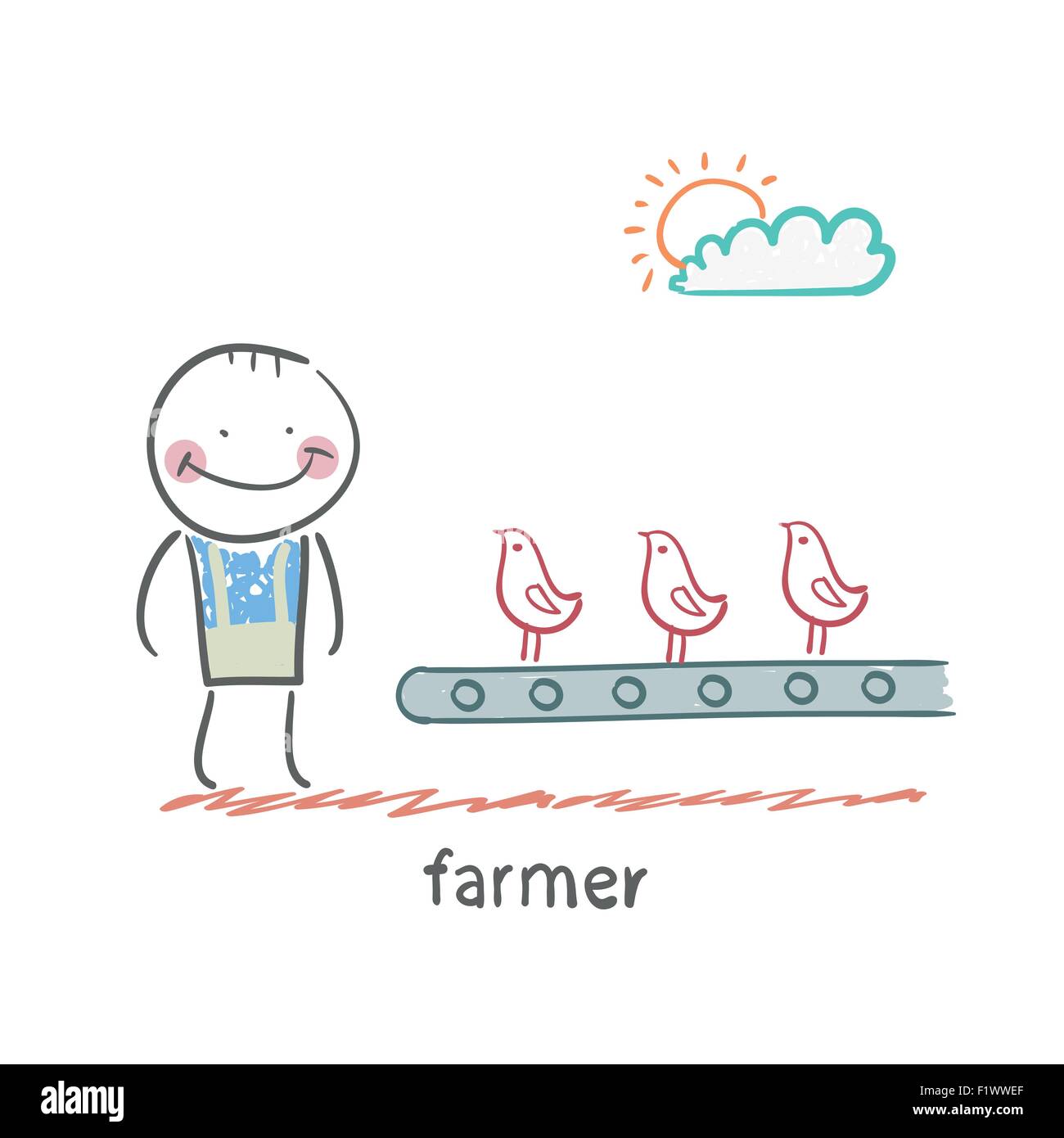 farmer. Fun cartoon style illustration. The situation of life Stock ...