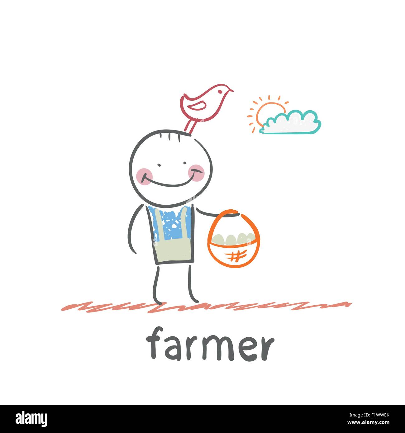 farmer. Fun cartoon style illustration. The situation of life Stock ...