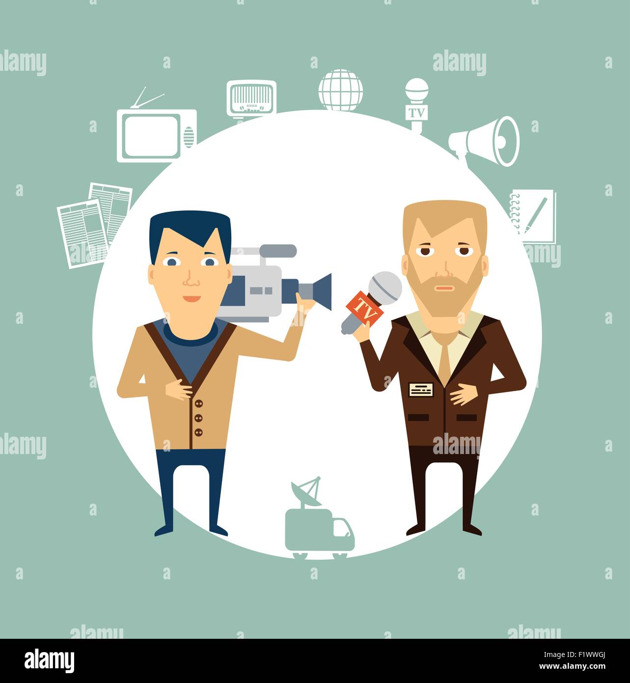 journalist said on camera illustration. Flat modern style vector design ...