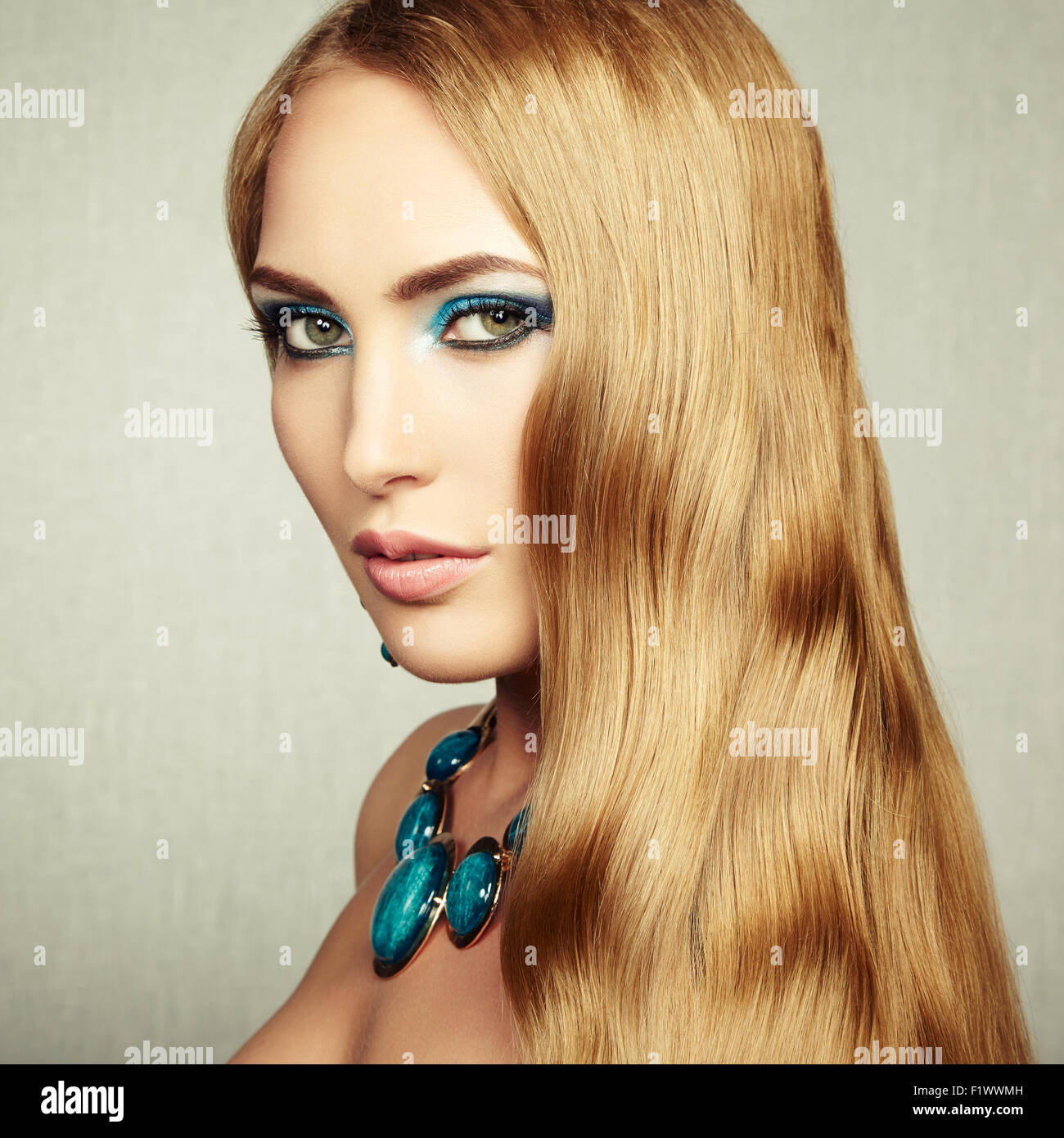 Photo of beautiful woman with magnificent hair. Perfect makeup. Fashion ...