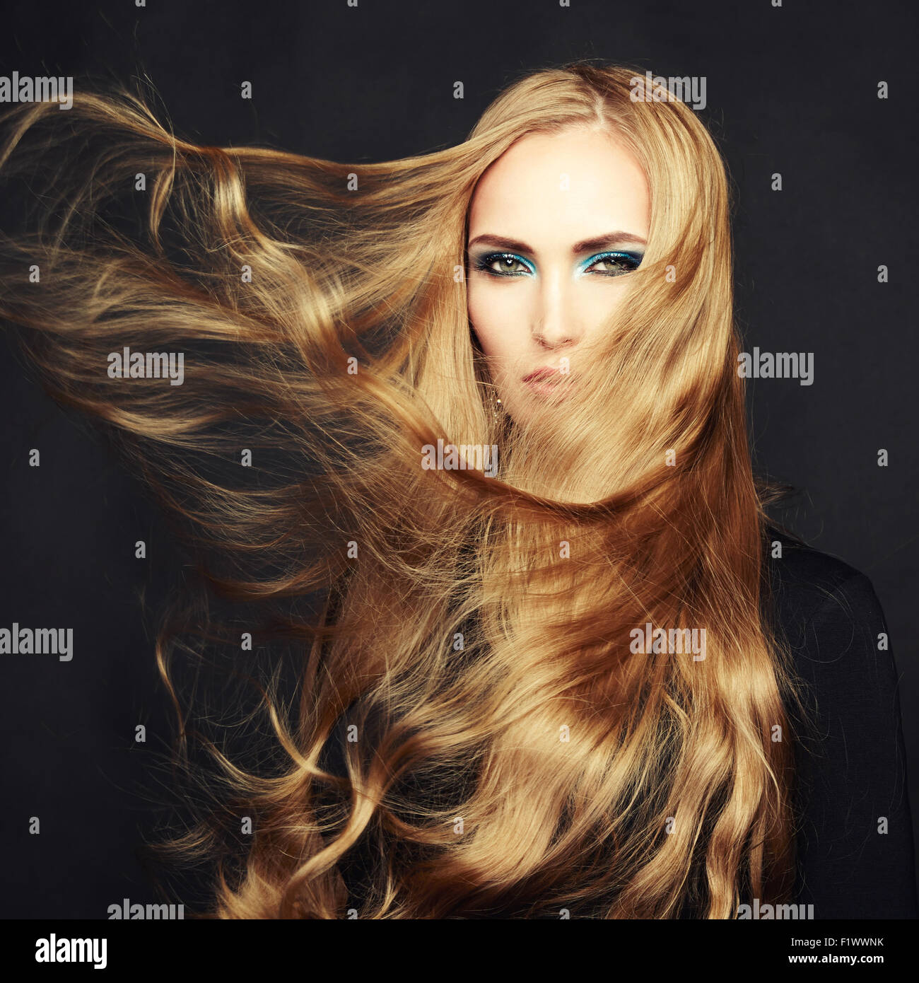 Photo of beautiful woman with magnificent hair. Perfect makeup. Fashion ...