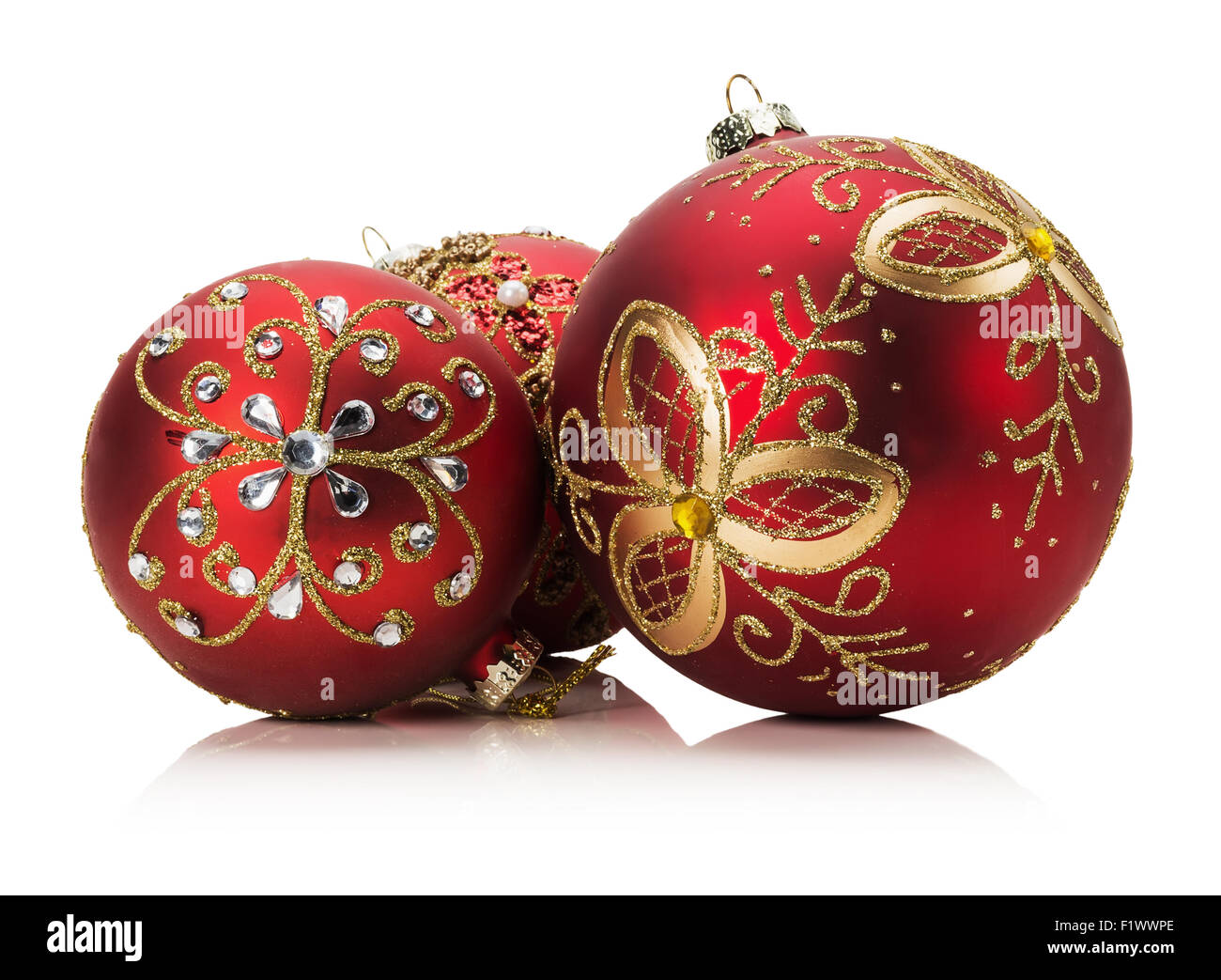 Christmas red balls isolated on the white background Stock Photo - Alamy