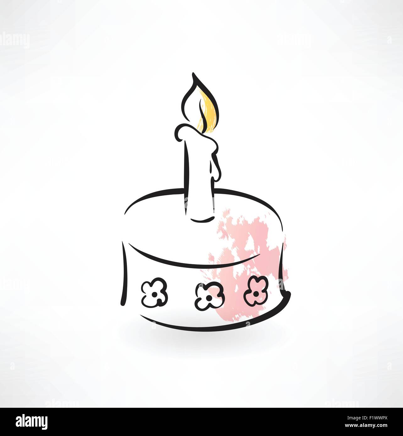 cake with a candle grunge icon Stock Vector Image & Art - Alamy