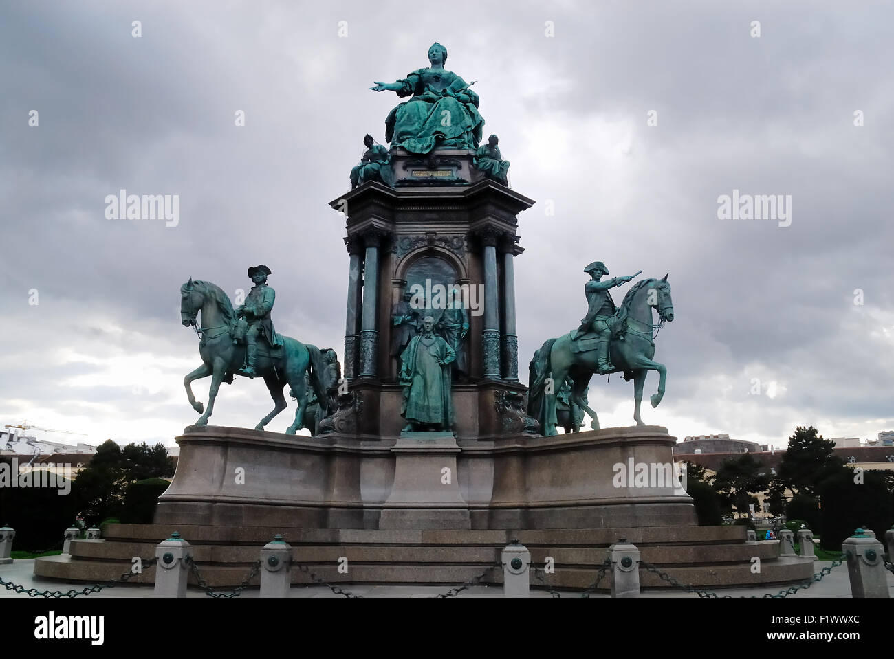 Maria-Theresien-Platz, Vienna. The bronze statue of Austrian Empress ...