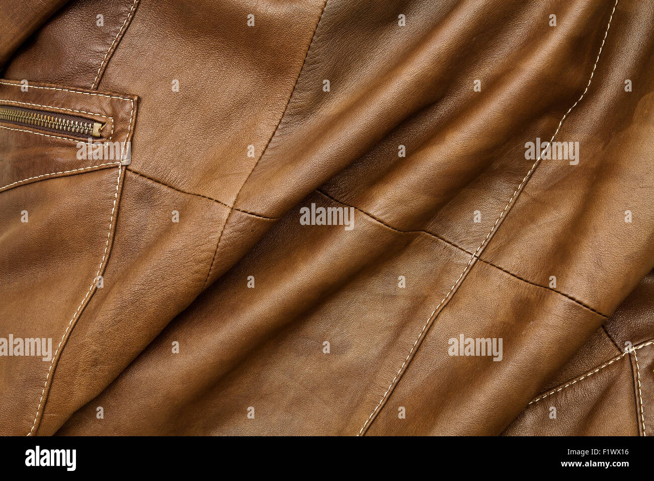 Detail of light brown leather clothing with a distinctive color and ...