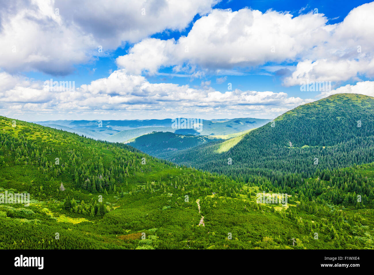 mountain landscape of the Montenegrin ridge in Carpathians Stock Photo ...