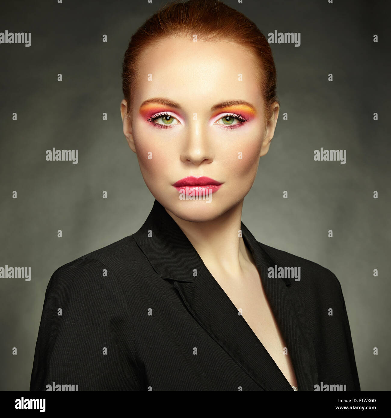 Beauty portrait of woman with beautiful makeup. Fashion photo Stock ...