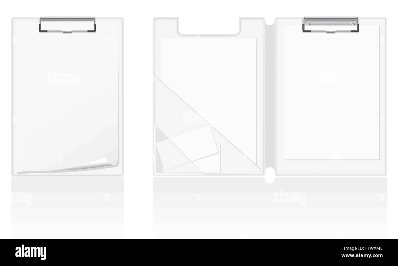 set of white blank folder vector illustration isolated on background ...