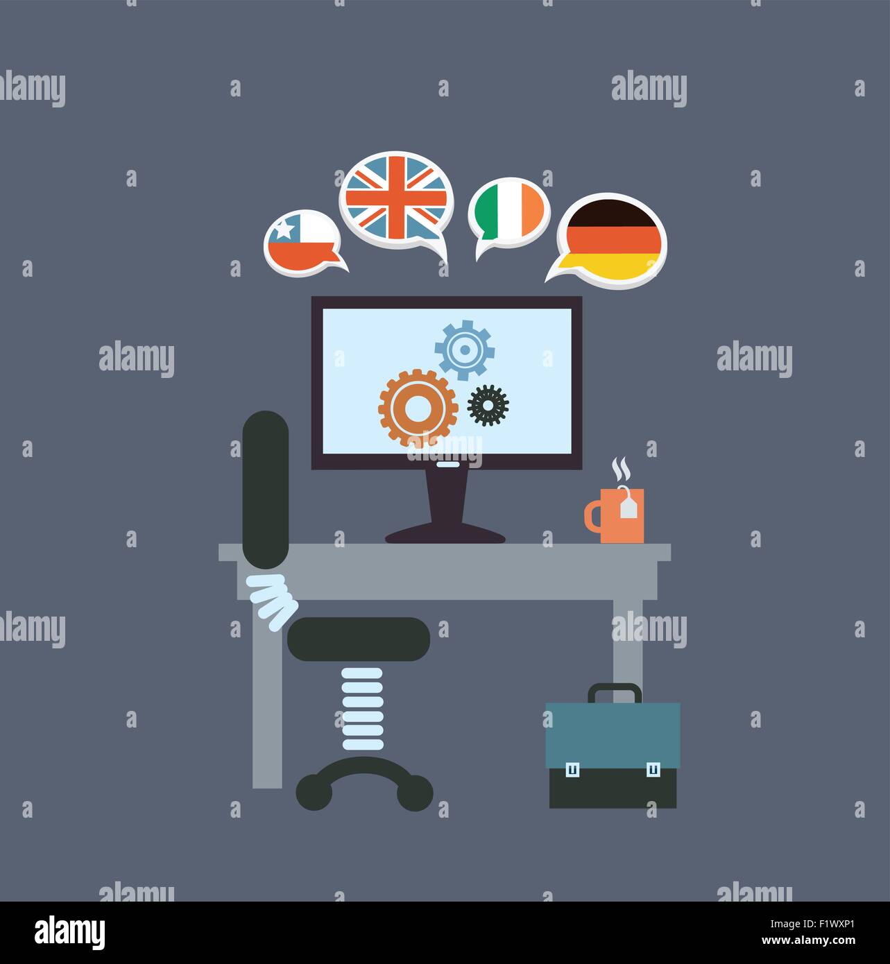 desktop translator illustration. Flat modern style vector design Stock ...