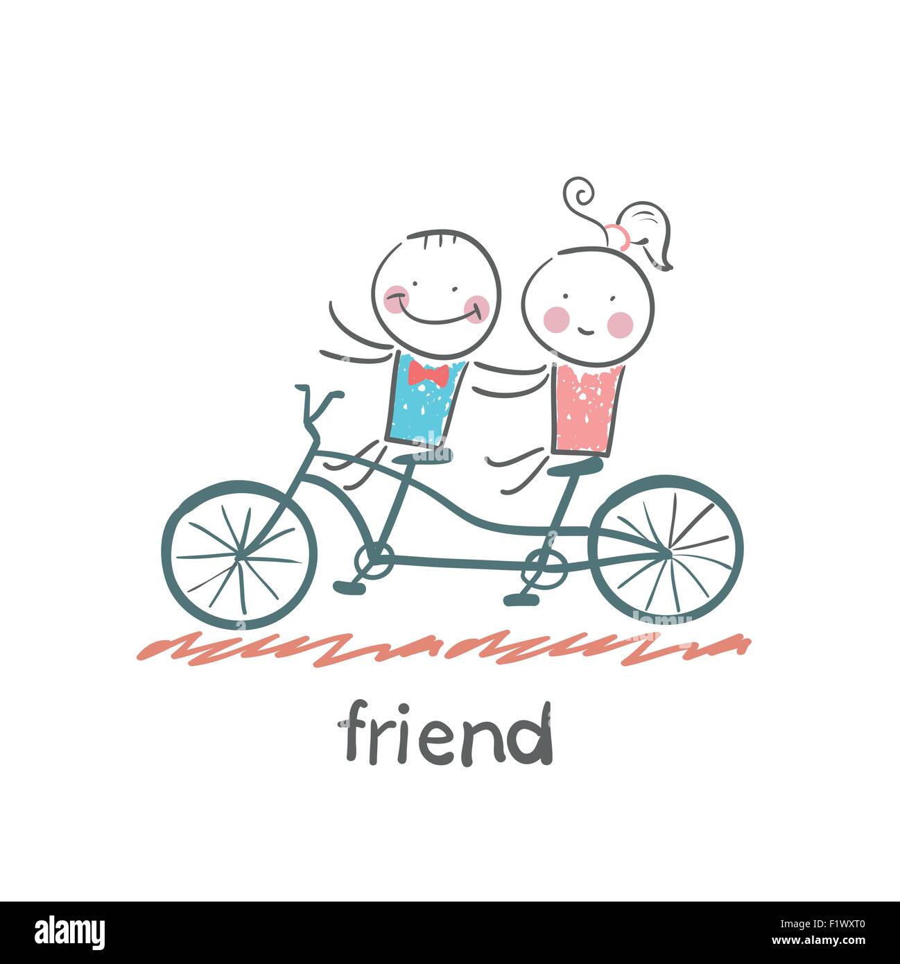 friend. Fun cartoon style illustration. The situation of life Stock ...