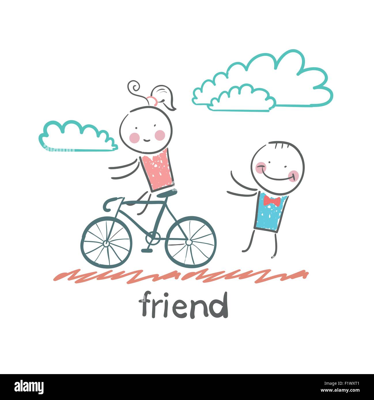 friend. Fun cartoon style illustration. The situation of life Stock ...