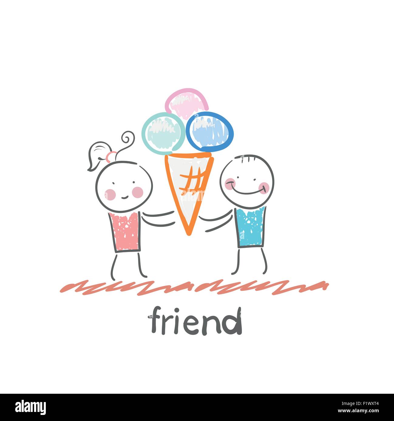 friend. Fun cartoon style illustration. The situation of life Stock ...