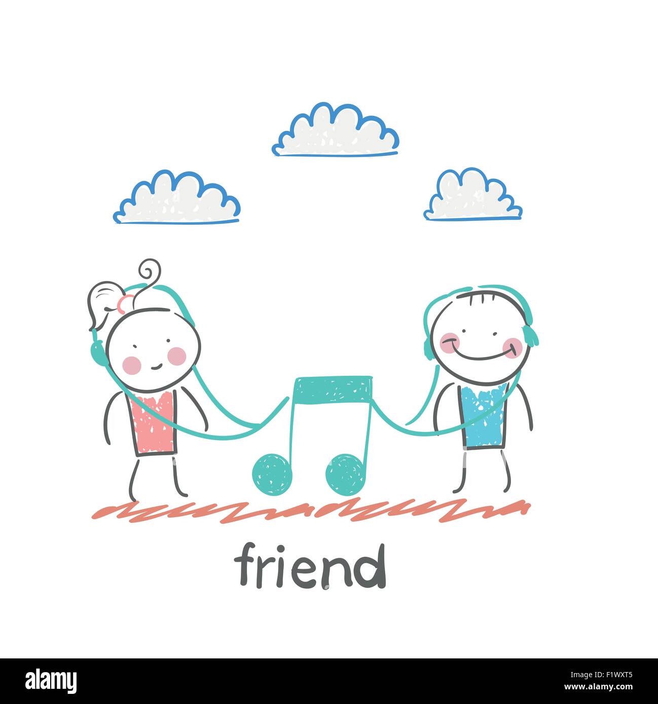 friend. Fun cartoon style illustration. The situation of life Stock ...
