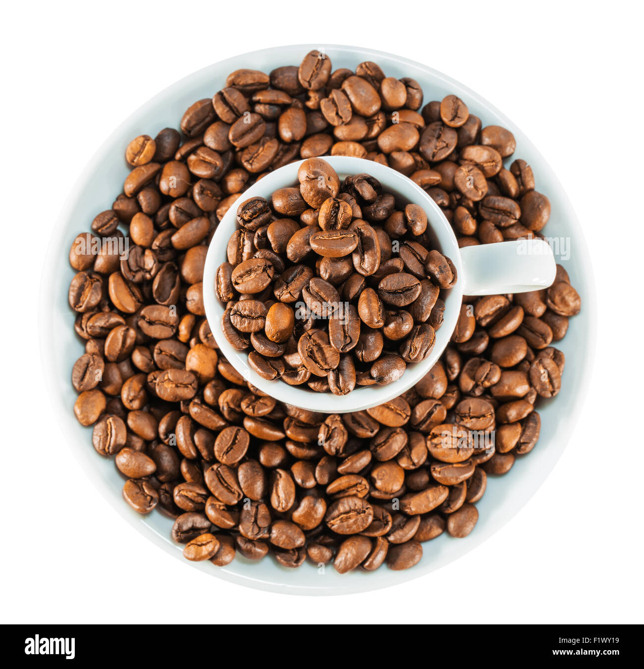 coffee beans in cup isolated on white background Stock Photo - Alamy