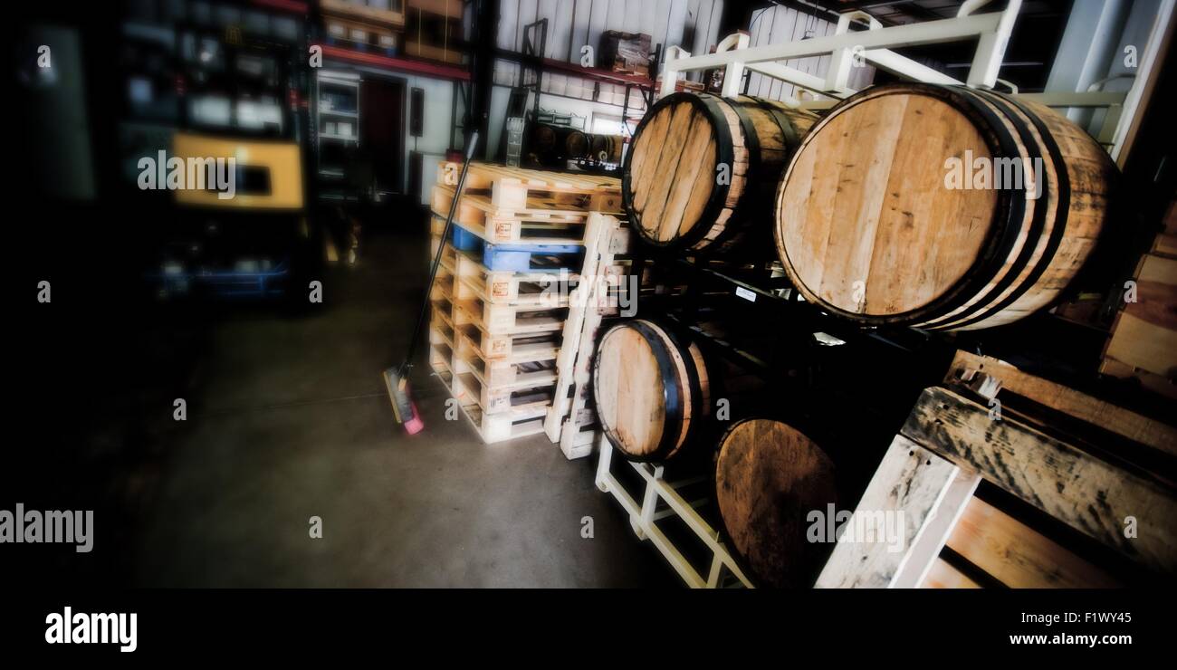 Barrels in the brewery Stock Photo - Alamy