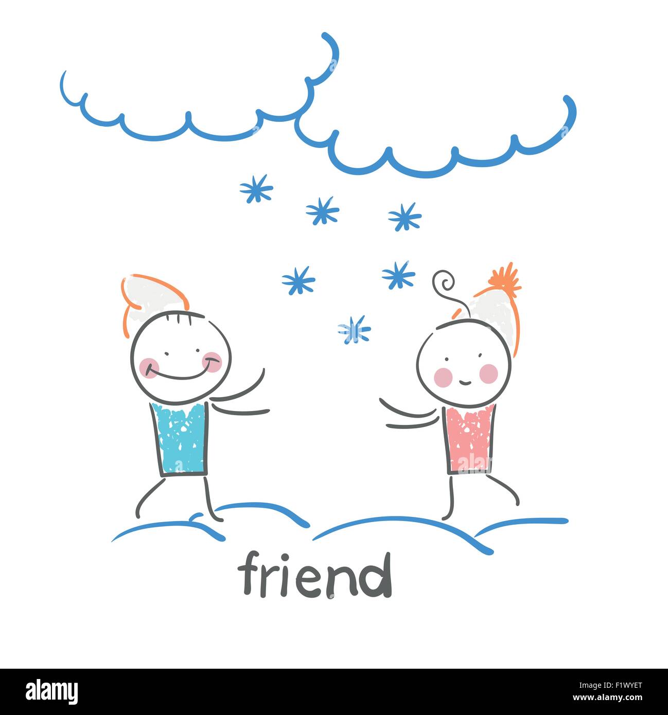 friend. Fun cartoon style illustration. The situation of life Stock ...