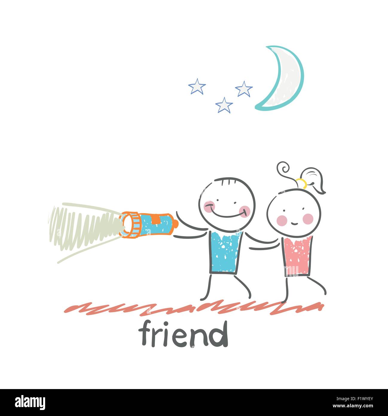 friend. Fun cartoon style illustration. The situation of life Stock ...