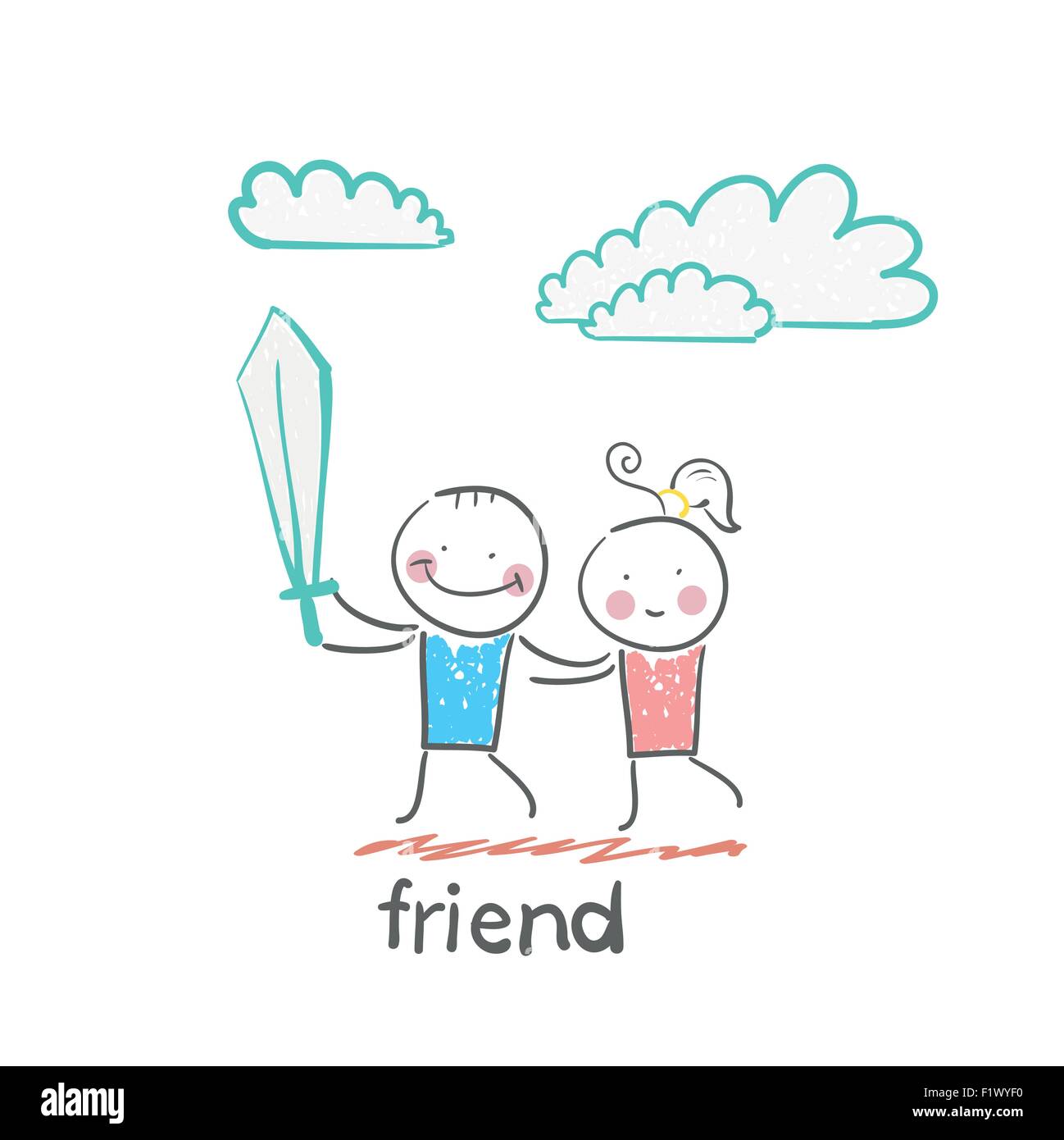 friend. Fun cartoon style illustration. The situation of life Stock ...