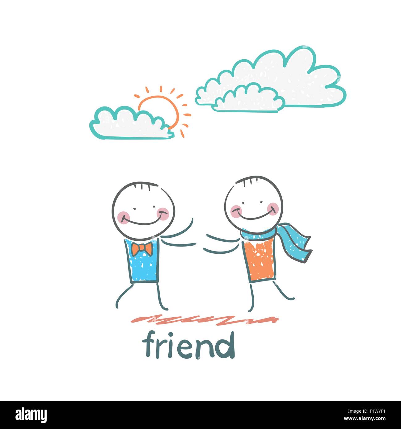 friend. Fun cartoon style illustration. The situation of life Stock ...