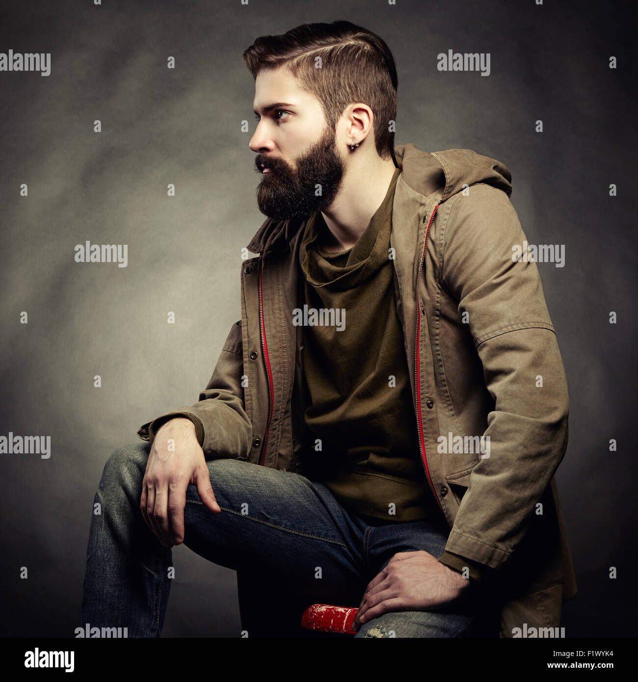 Portrait of handsome man with beard. Close-up Stock Photo - Alamy