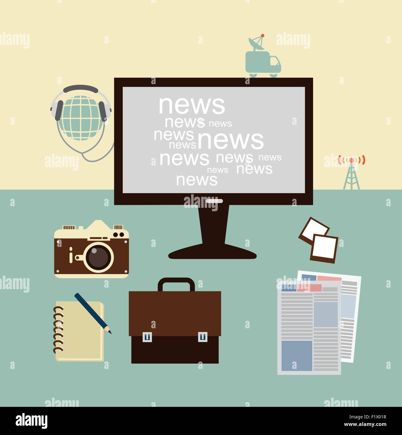 news from a journalist on the Computer illustration Stock Vector Image ...