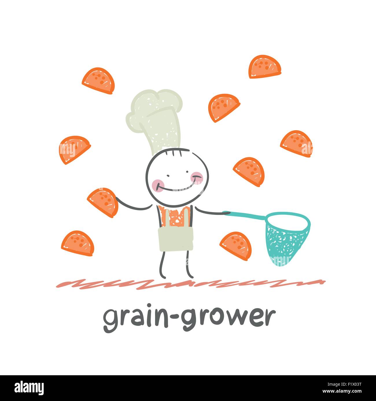 grain grower. Fun cartoon style illustration. The situation of life ...