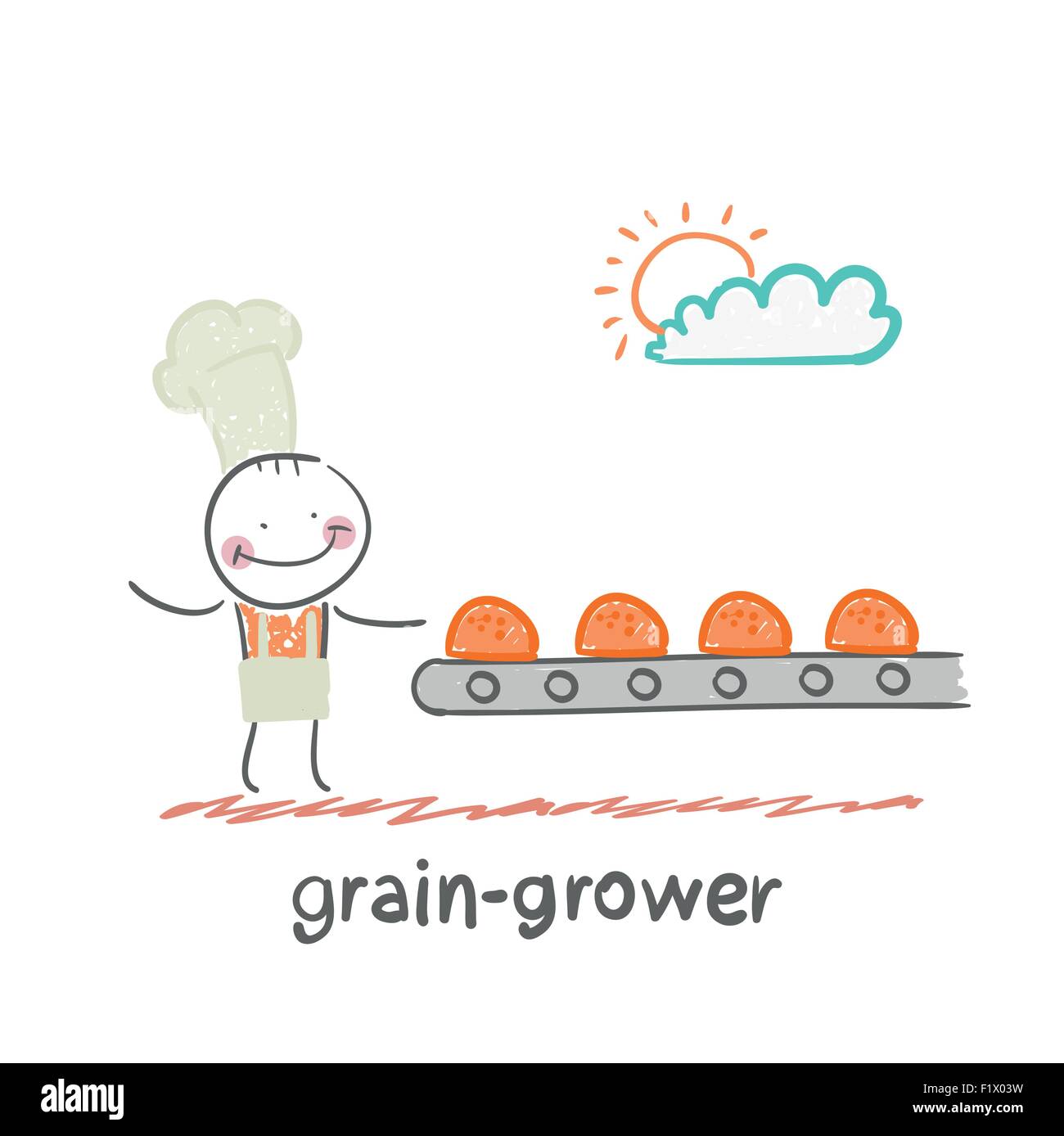 grain grower. Fun cartoon style illustration. The situation of life ...