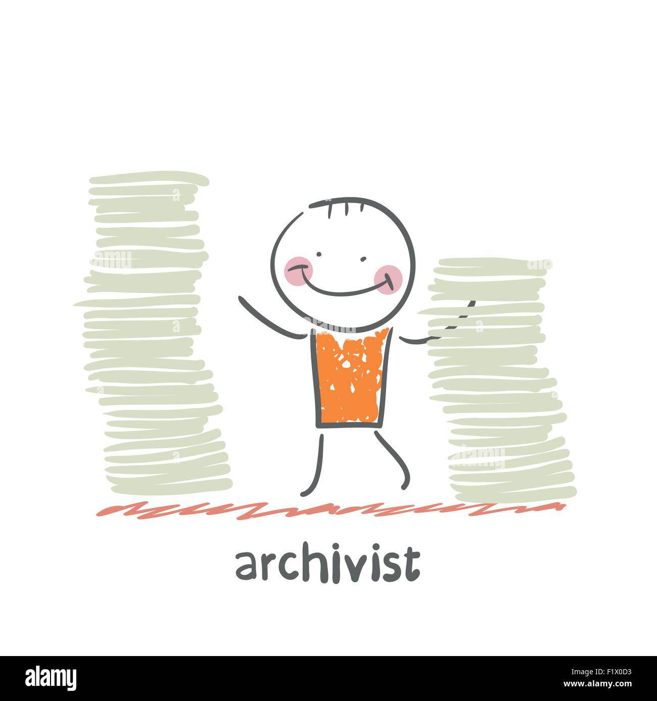 archivist. . Fun cartoon style illustration. The situation of life ...