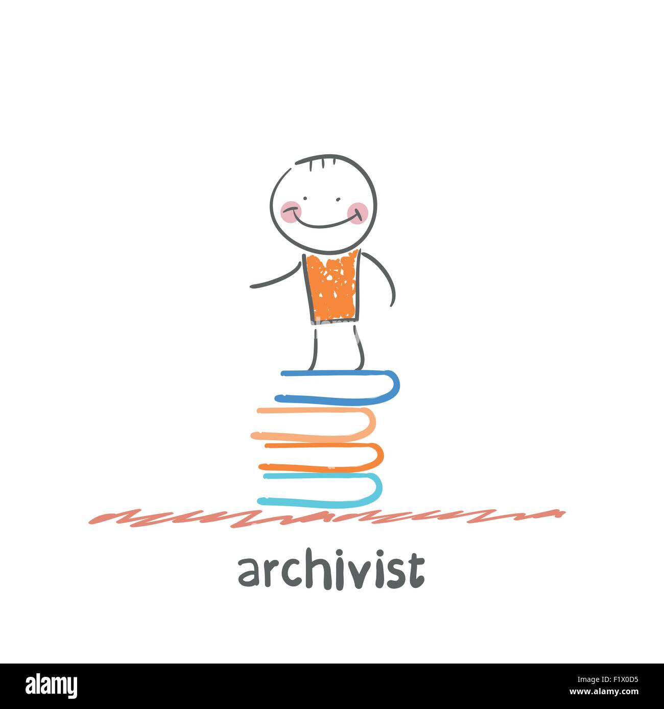 archivist. . Fun cartoon style illustration. The situation of life ...