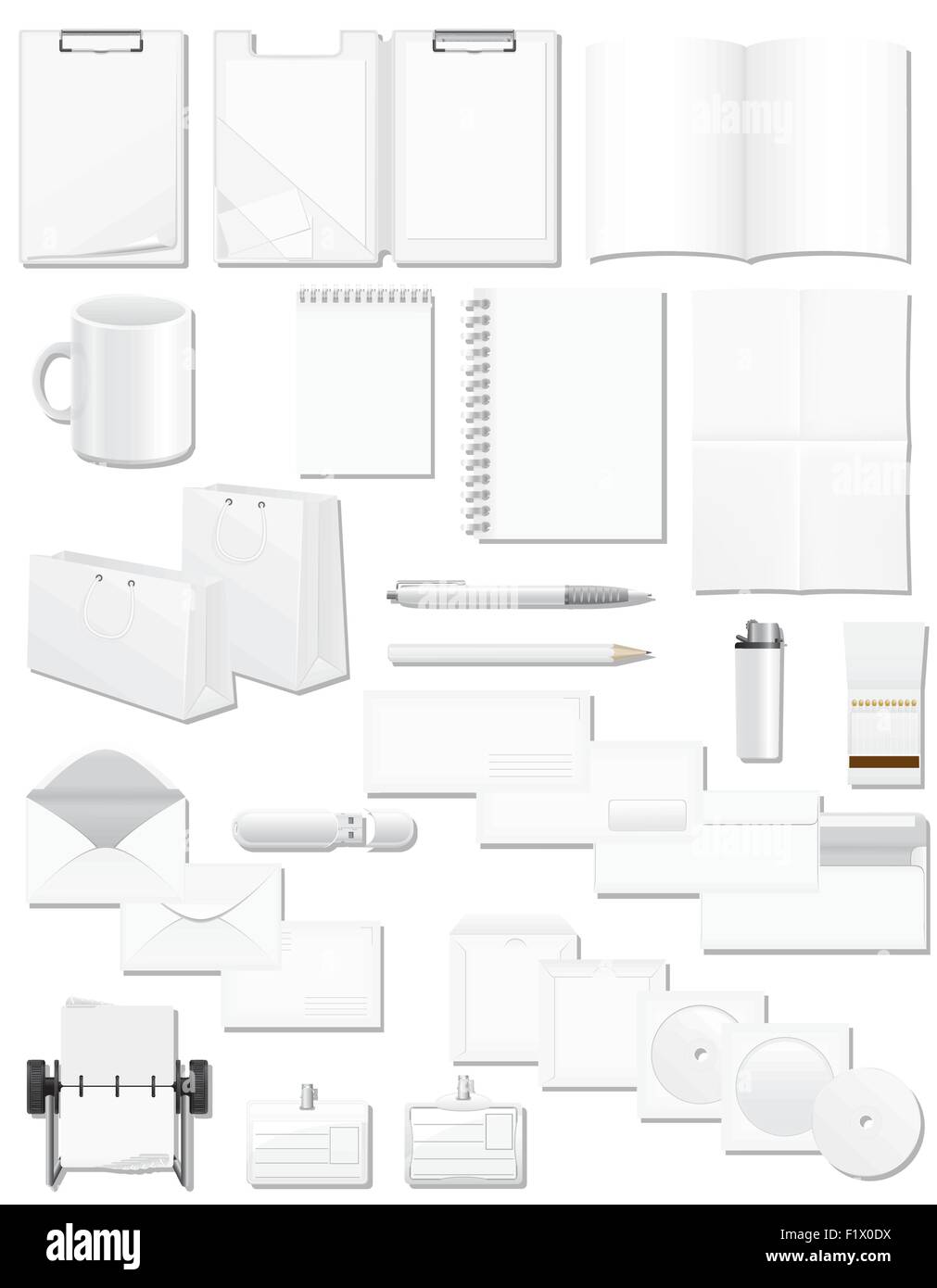 set icons white blank samples for corporate identity design vector ...