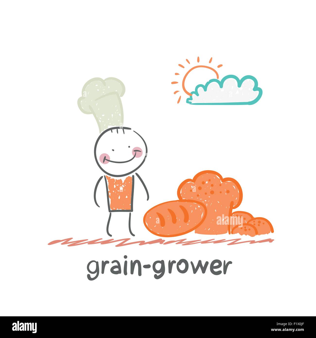 grain grower. Fun cartoon style illustration. The situation of life ...