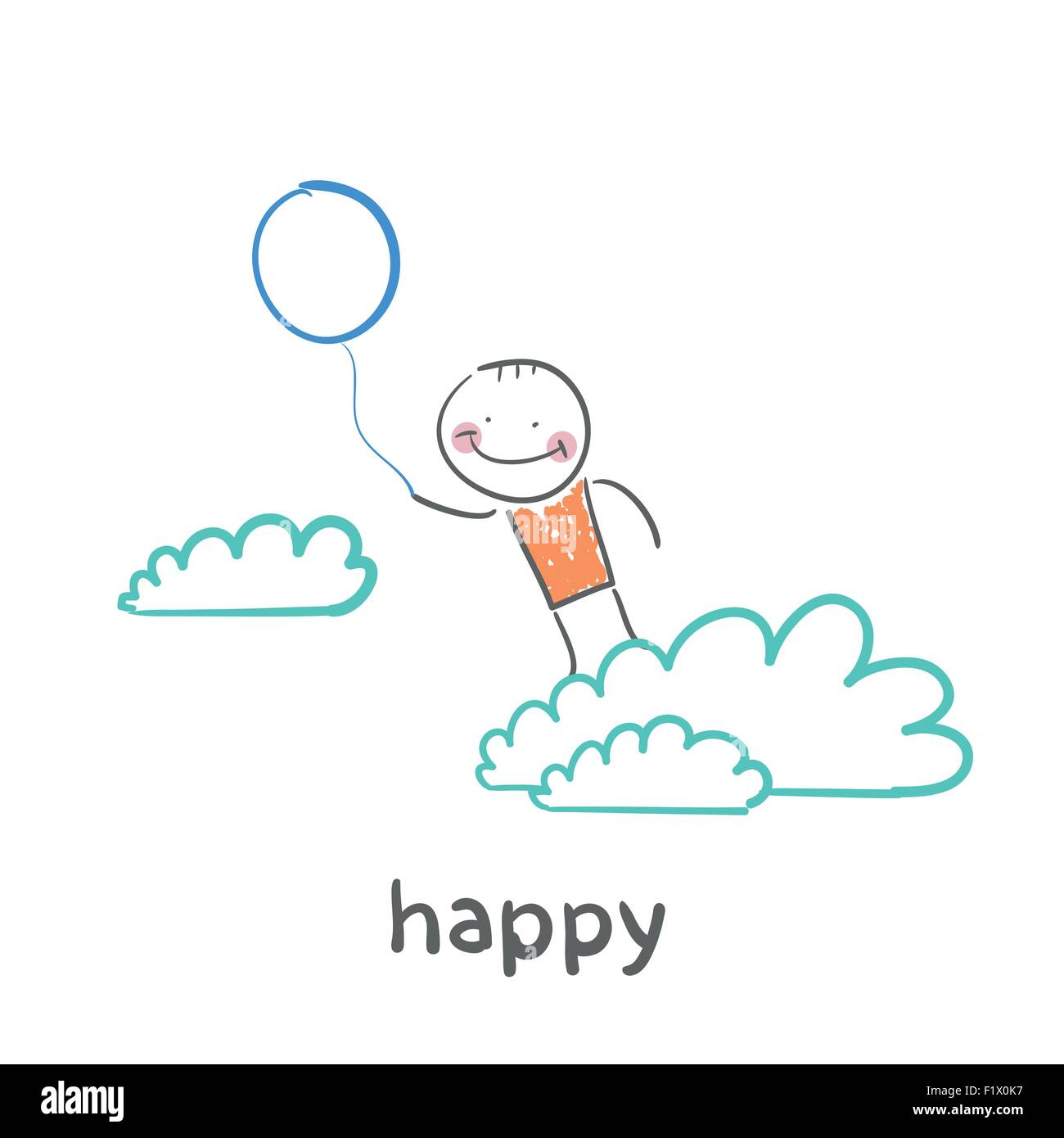 happy. Fun cartoon style illustration. The situation of life Stock ...