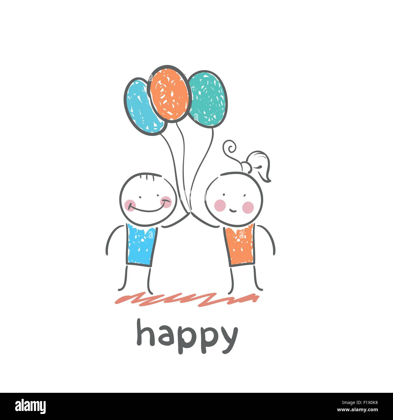 happy. Fun cartoon style illustration. The situation of life Stock ...